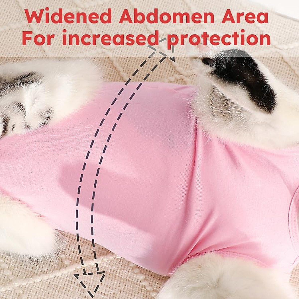Hpetppy Cat Recovery Suit for Spay Abdominal Wounds, Kitten Onesie Bodysuit for Cats After Surgery, Cat Surgery Recovery Suit Female Cone of Shame Alternative for Cats Anti Licking (Pink,M)