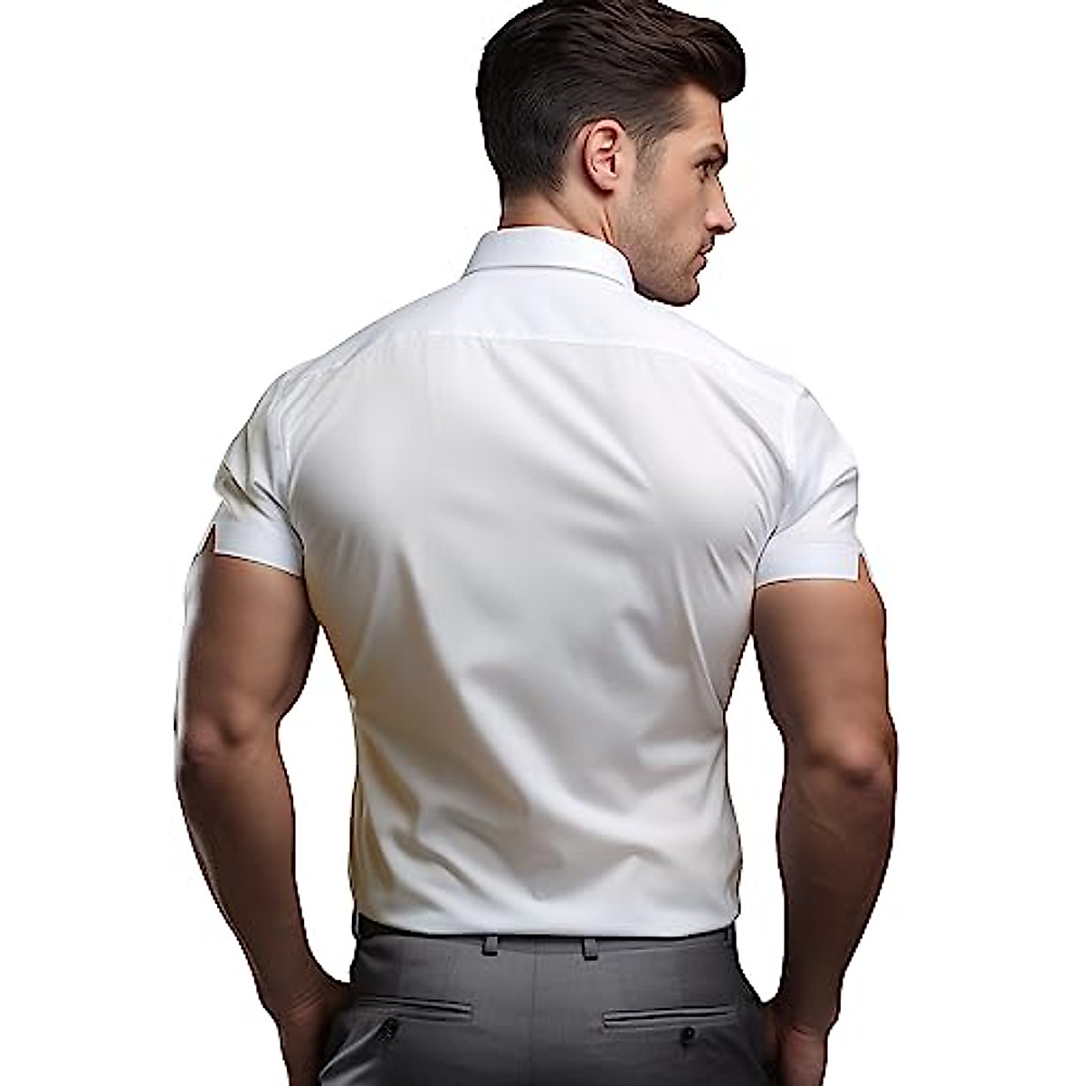 ATFORNA Dress Shirts for Men Cotton Slim Fit Stretch Button Down Shirts Business Causal Blouses White