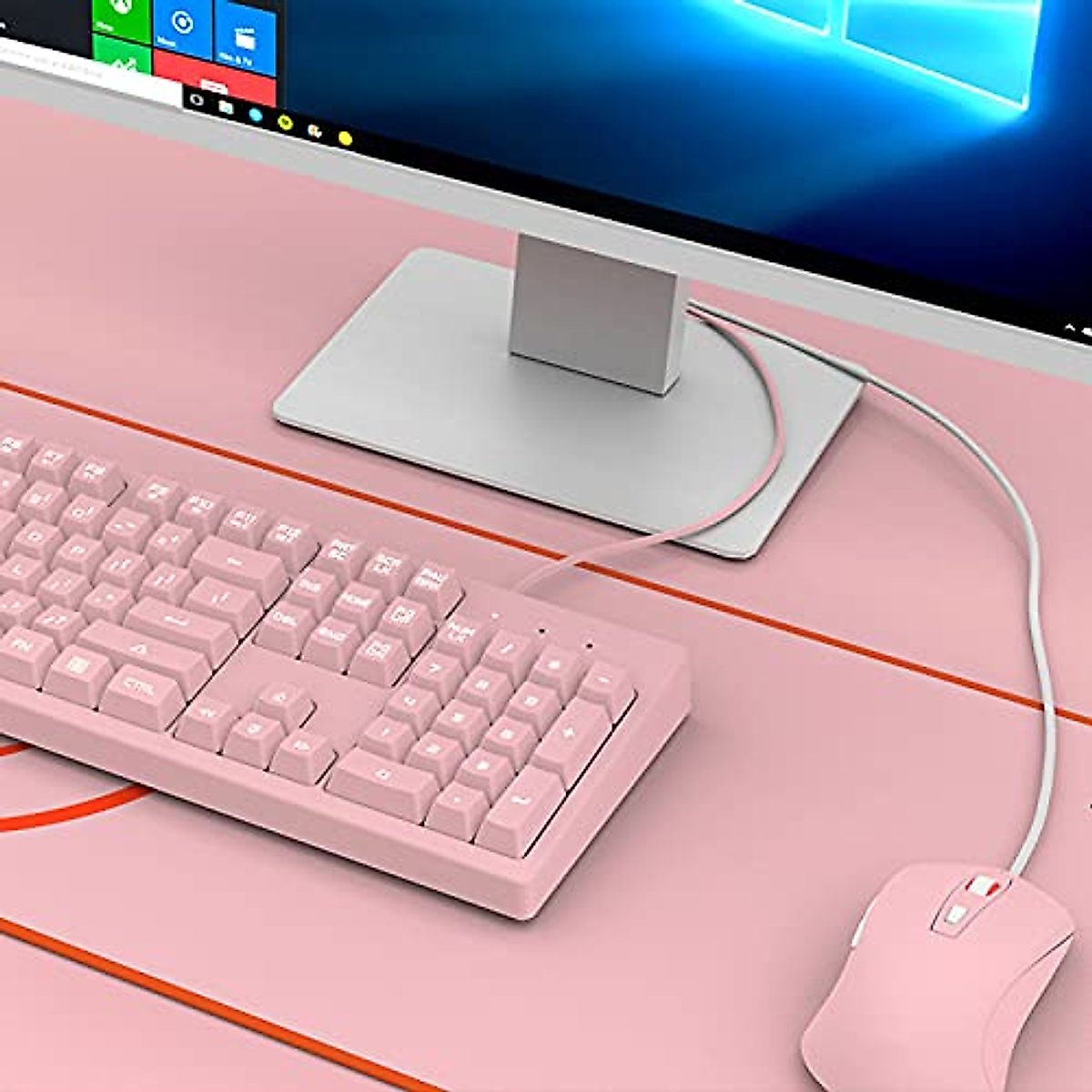 KOqwez33 Portable Advanced Keyboard for Notebook Computer, 104 Key Pink Button Switch Office Growing Gaming Mechanical Keyboard for DKS100 - Pink
