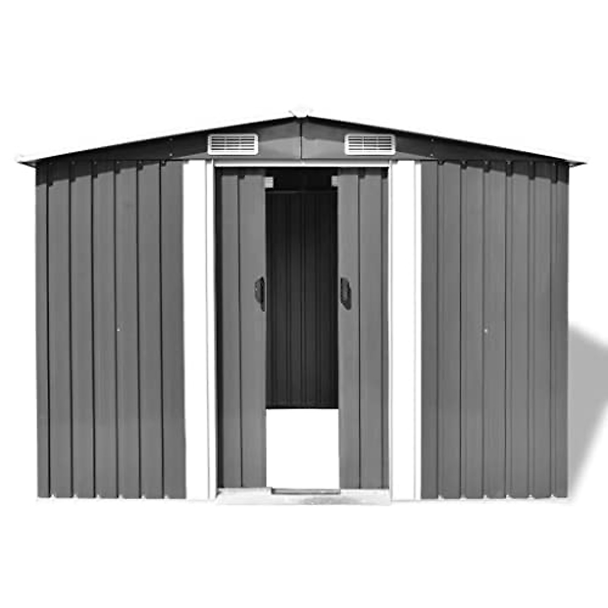 vidaXL Garden Storage Unit Gray Metal Patio Outdoor Garden Shed Bike BoxTools