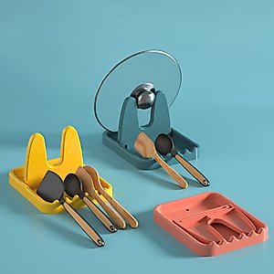 BiDoga Foldable Pot Lid Rack Plastic Spoon Holder Kitchen Organizer for Fork Spatula Pan Cover Shelf Tableware Storage Rack