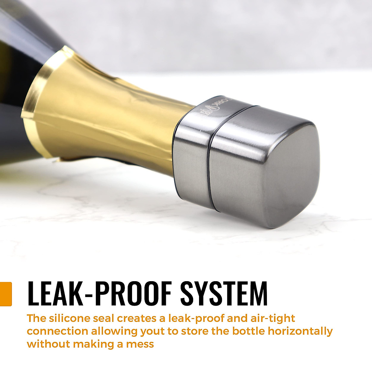 Cork Genius Champagne Stopper for Bottles, Silicone Sealed Champagne Bottle Stopper, Leakproof Sparkling Wine, Prosecco, or Champagne Saver and Sealer, Gift Accessory for Champagne