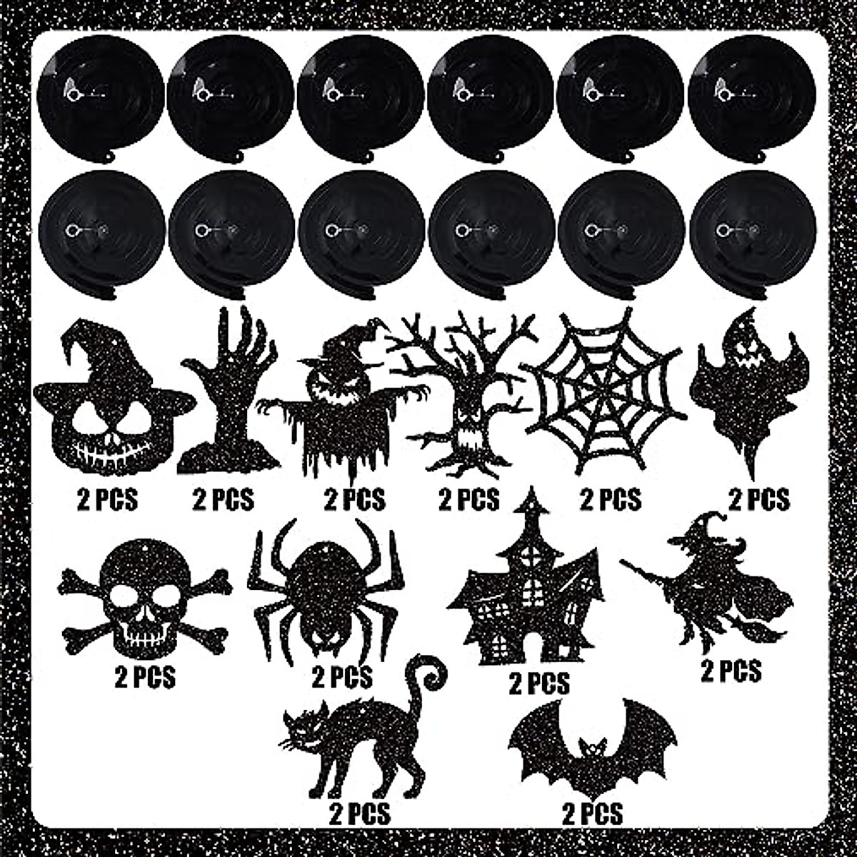 30 Pieces Halloween Hanging Swirls Decorations Halloween Hanging Ceiling Streamers Black Glitter Spooky Hanging Decorations for Halloween Party Haunted House Decor