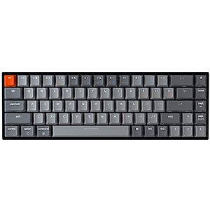 Keychron K6 Hot Swappable Wireless Bluetooth 5.1/Wired Mechanical Gaming Keyboard, 65% Compact 68-Key RGB LED Backlight/Gateron G Pro Blue Switch/Rechargeable Battery Compatible with Mac Windows