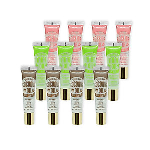 KISS Broadway Clear Lip Gloss 0.47oz/14ml 12Pcs (Mint, Rosehip, Coconut Oil)