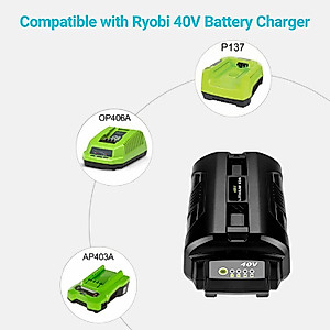 DTK Battery Replacement for Ryobi 40V Battery 6.2Ah OP4040 OP4026 OP4030 OP4050 OP4060A Compatible with Ryobi 40Volt Cordless Tool Lithium ion Battery Packs