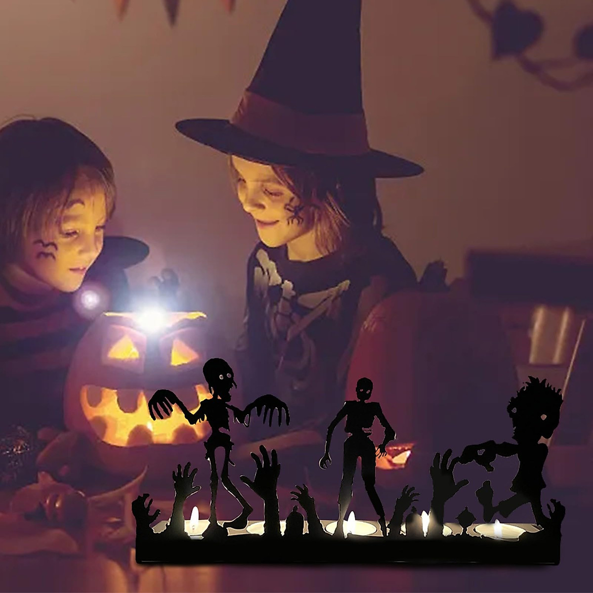 Funny Shadow Candle Holders, Black Candle Stick Candle Holder, Vintage Candles Stands, Home Bar Party Halloween Tabletop Candle Holders Decor for Shadows On Walls and Atmosphere (G)