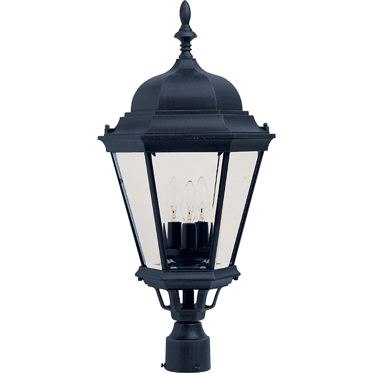 Maxim 1007BK I Westlake Collection 28 Inch Three-Light Dimmable and LED Compatible Outdoor Pole/Post Lantern - Black Finish I 120 Watts I Modern Contemporary Light Fixture I