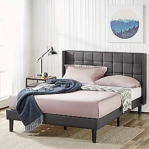 ZINUS Dori Upholstered Platform Bed Frame with Wingback Headboard, Mattress Foundation, Wood Slat Support, No Box Spring Needed, Easy Assembly, Full