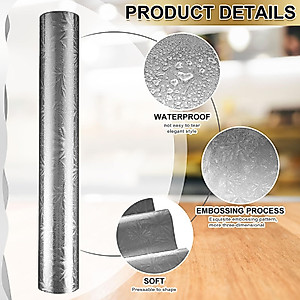 Jecery Embossed Floral Foil Paper Metallic Wrapping Paper Colored Foil Sheets for Crafts Scrapbook Florist Cake Board Cake Drums Christmas Party Gift Wrapping, 15.7 Inch 46 ft(Silver)