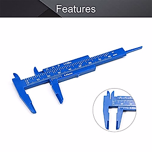 Utoolmart Vernier Caliper 80mm / 3.1-inch Plastic Measuring Tool for Precision Measurements Outside Inside Depth (Blue) 5 Pcs