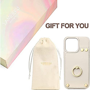 LAMEEKU for iPhone 12 Pro Max Wallet Case, Case with Card Holder, 360°Rotation Ring Kickstand, RFID Blocking Leather Protective Case Designed for Women for Apple iPhone 12 Pro Max 6.7'' Beige