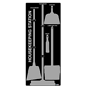 5S Housekeeping Shadow Board Broom Station Black/Gray (with Broom Kit)