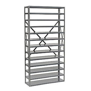 Global Industrial 13 Shelf Steel Shelving with (96) 4" H Plastic Shelf Bins, Blue, 36x12x72