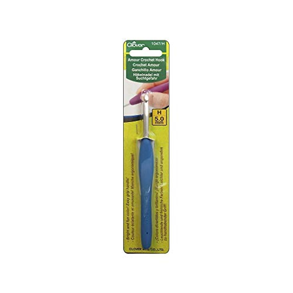Clover Crochet Hook Amour Size H 5.00mm, Blue, us-h-8-5-mm