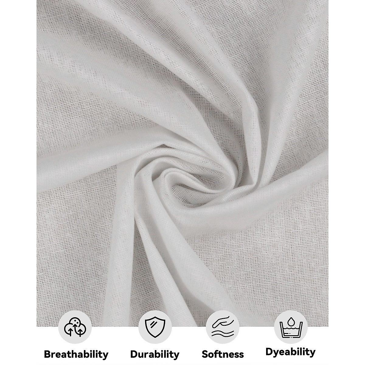 HOTGODEN Light Weight 100% Cotton Muslin Fabric: 59 inch x 2,5,10 Yards Bleached Muslin Linen Fabric Material for Sewing Material Apparel Cloth