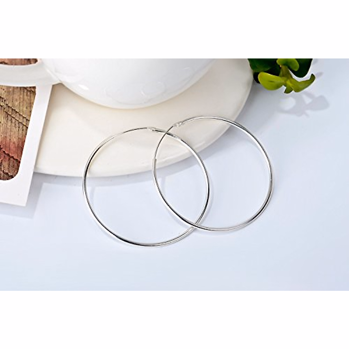 Hoop Earrings for Women Sterling Silver Circle Endless Big Earrings Hoops Jewelry,Fashion Gold Hoop Earring,Daimeter 50mm Christmas Gifts for Women