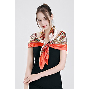 QBSM 35'' Satin Large Square Head Scarf Silk Feeling Neck Scarves Hair Sleeping Wrap Lightweight Headscarf for Women