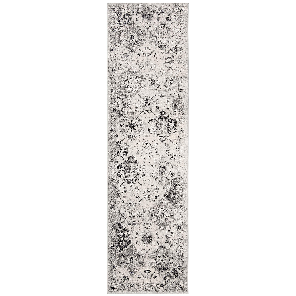 SAFAVIEH Madison Collection Runner Rug - 2'3" x 12', Silver & Grey, Boho Chic Distressed Design, Non-Shedding & Easy Care, Ideal for High Traffic Areas in Living Room, Bedroom (MAD611G)