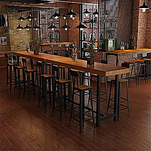 NIUYAO Bar Table Modern Simplicity Style in Solid Wood Fixed Top Table with Metal Legs for Bistro Cafe Home -Dark Wood ​71" L x 23.5" W x 41.5" H