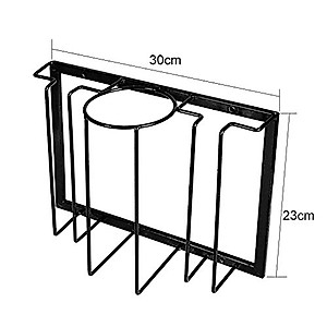 YYSD Hanging Wine Glass Rack and Bottle Holder, Under Cabinet Stemware Rack Glass Holder, Retro Wine Glass Drying Rack for Bar Kitchen Pub(Black,Gold)