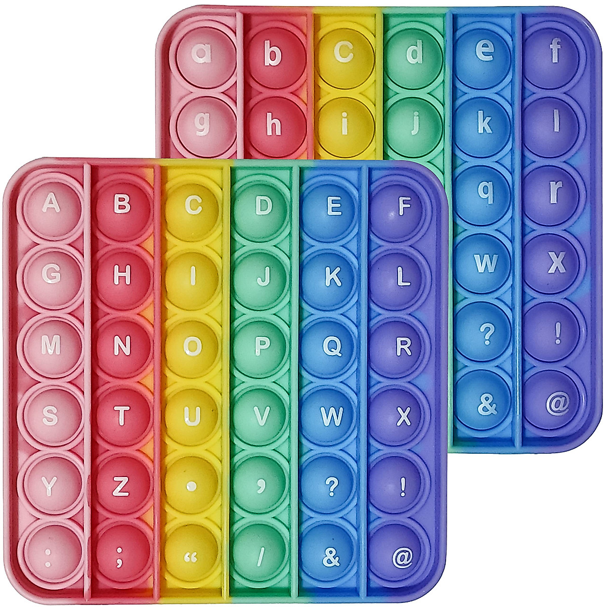 Alphabet Pop Fidget Toy Letters ABC Numbers Learning and Educational Toys Square Sensory Toys Popper Games Stress Relief Gifts for Kids Macaron 2 Packs Single Side(Uppercase and Lowercase Letters)