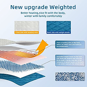 Weighted Heating Pad - 2.2lb Large Electric Heated Pad,with 6 Temperature Levels,with 4 Kinds of time Automatic Shutdown,Fast-Heating Technology for Waist/Abdomen/Neck Pain and Cramps Relief,12''×24''
