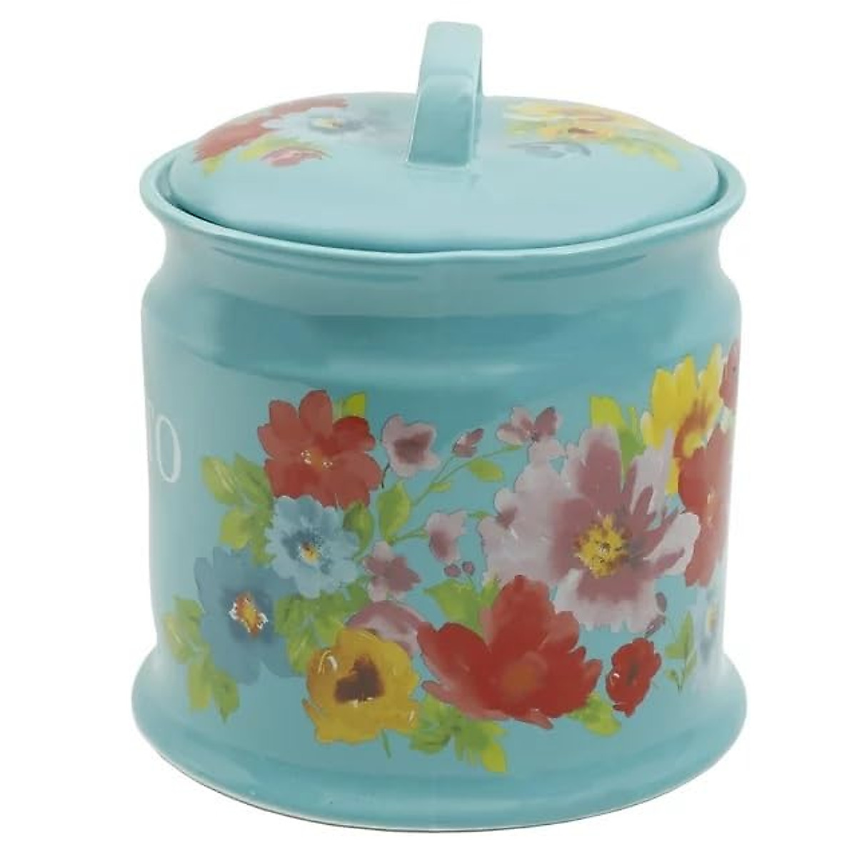 9.5 inch Potato Storage For Pantry, Garlic Keeper For Kitchen Counter, Onion Keeper, Potato Bin, Potatoes Storage, Stoneware Food Storage Canisters with Holes and Lid