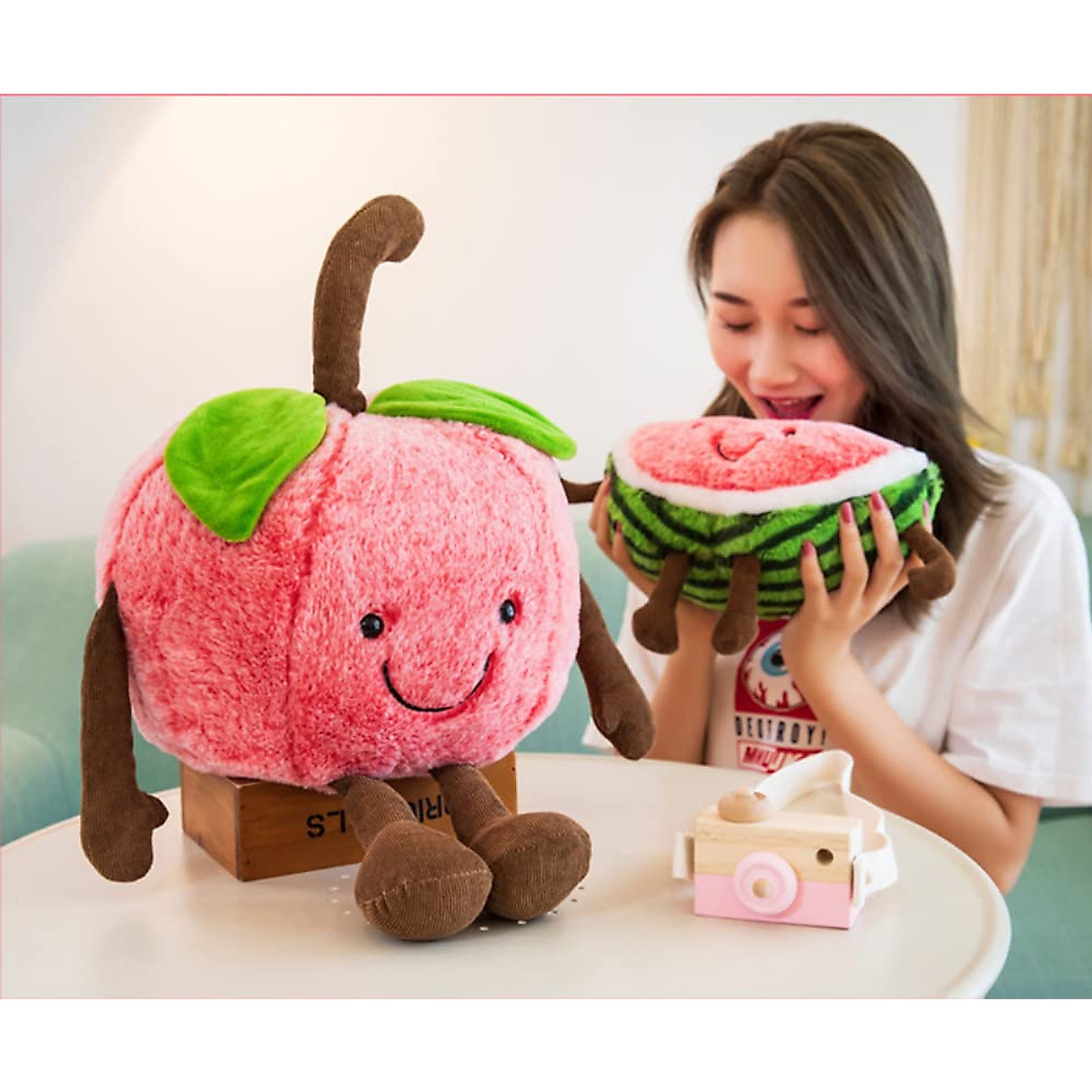 XIYUAN 19.6" Soft Toys Fruit Serie Watermelon Fruit Plush Doll Pillow Stuffed Plushie Cherry Toys Cute Soft Toys, Soft Pillow cushionHome DecorationPlush ToyGift