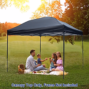 Joramoy 10×10 Canopy Replacement Top Only, Waterproof Pop Up Canopy Tent Top Cover with Ropes, Instant Canopy Top Sunshade Sliver Coated for Outdoor Garden Patio Camping (Black)