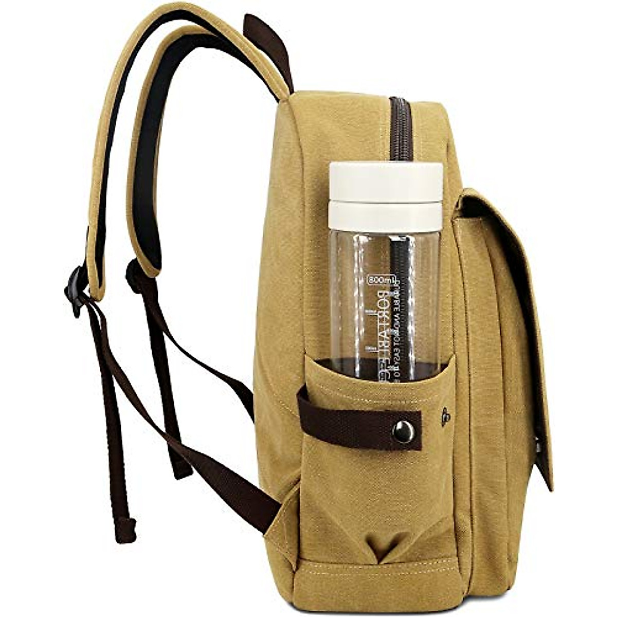 Roffatide Anime One Piece Backpack Khaki Canvas Book Bag Printed Flap School Bag With Earphone Hole