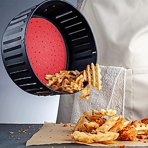 Goneby Reusable Silicone Air Fryer Liners 2 Pack with Air Fryer Magnetic Cheat Sheet, Easy Clean Air Fryer Accessories, Non Stick, AirFryer Accessory Parchment Paper Replacement, 9 Inch