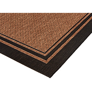 Gertmenian Indoor Outdoor Area Rug, Classic Flatweave, Washable, Stain & UV Resistant Carpet, Deck, Patio, Poolside & Mudroom, 8x10 Ft Large, Border, Black Tan, 21515