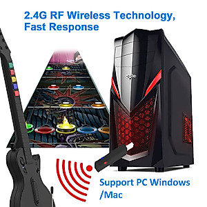 NBCP PC Guitar Hero Controller, Wireless PS3 Guitar Hero with Dongle for PC,Playstation 3 Guitar Hero Rock Band Would Tour Clone Hero Games - Black