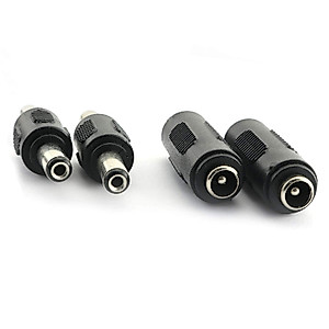 RLECS 2pcs DC 5.5x2.1mm Male to Male Power Plug Connector & 2pcs DC 5.5x2.1mm Female to Female Power Jack Connector Adapter for CCTV