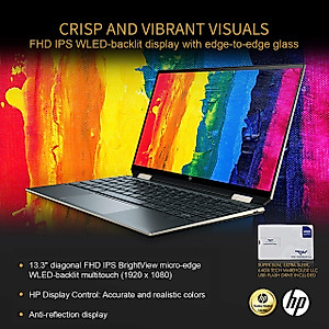 HP Spectre x360 GEM Cut 13.3" FHD Touch Laptop, Intel i7-1065G7, 16GB RAM, 1TB SSD, Bang & Olufsen, Fingerprint Reader, Stylus, Nightfall Black, Win 10 Pro, 64GB TechWarehouse Flash Drive