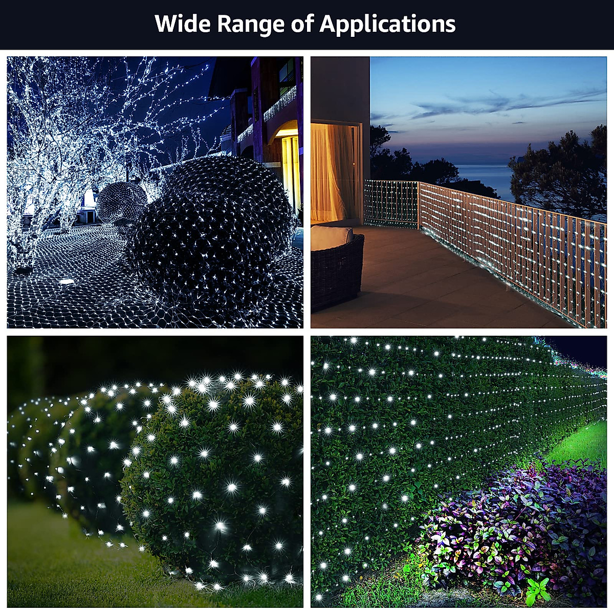 BlcTec Christmas Net Lights 200 LED 8.2ft x 4.9ft Outdoor Christmas Bush Lights with 8 Modes, Timer, Connectable, Waterproof and Green Wire for Trees, Bushes, Christmas Decorations, Cool White