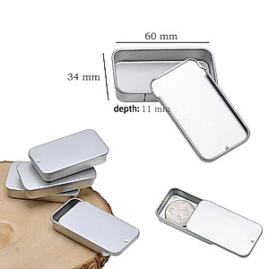 Paialco 10 Pack Tiny Tin Box Containers - Slide Top Mini Storage Organizers - 2.36" x 1.34"