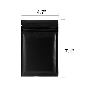 QQ Studio 100 Multiple Size & Matte Colored Flat Zip Lock Bags (MED ~ 4.7"x7.1", Matte Black)