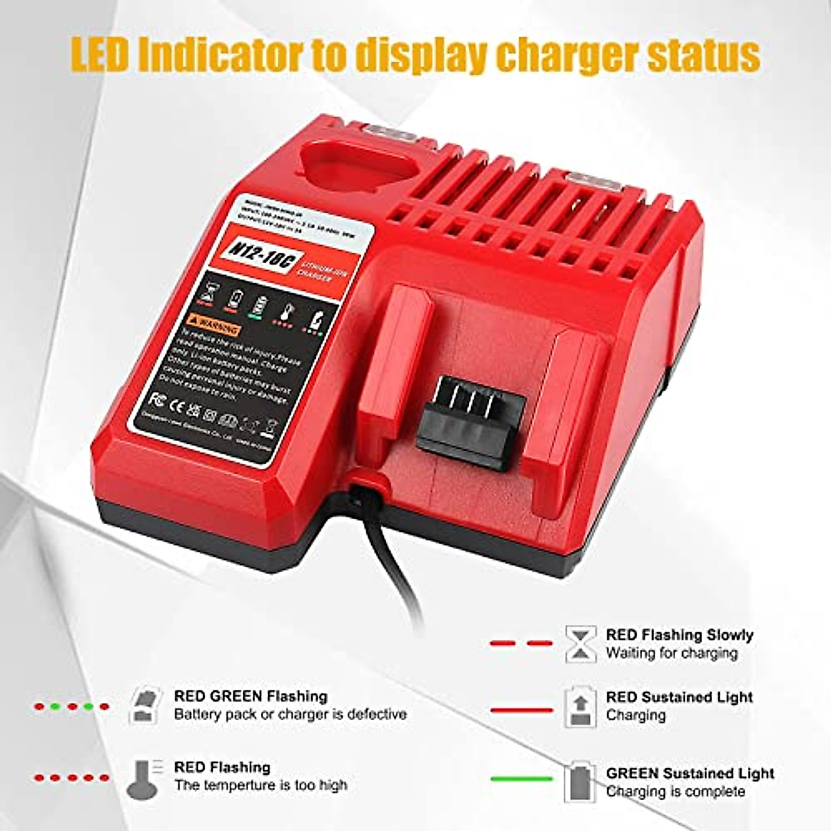 CEENR 2Pack 6500mAh 18V Battery and Charger Replacement for Milwaukee M 18 18 Volt Li-ion Compatible with Milwaukee Baterias Charger Combo 48-11-1840, 48-11-1811, 48-11-1820, 48-11-1822, 48-11-1828
