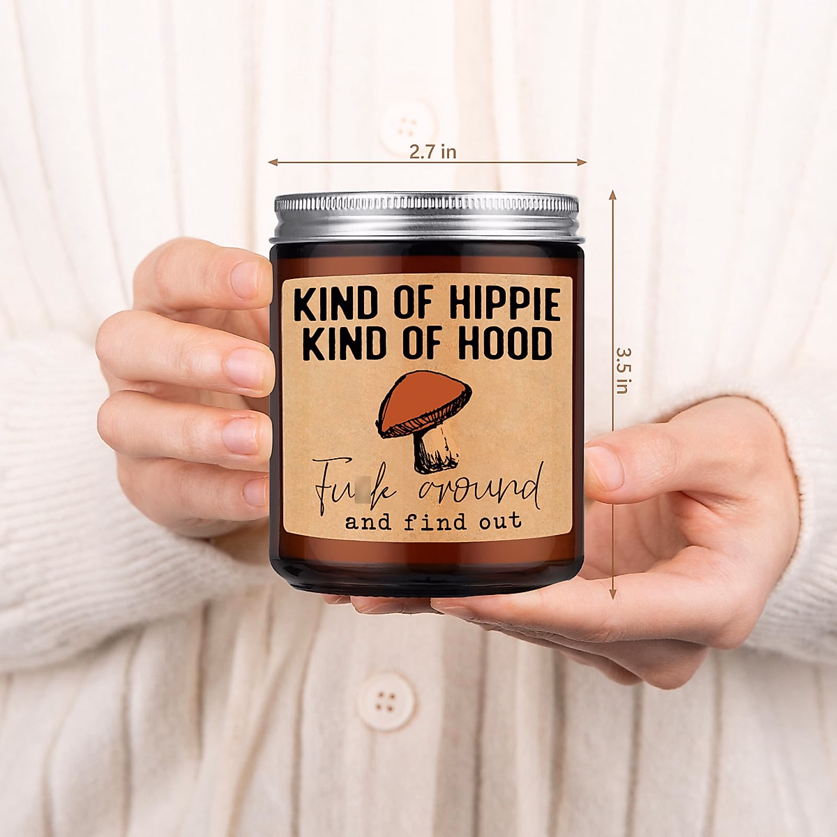 LEADO Kind of Hippie Kind of Hood Scented Candles, Hippie Room Decor - Hippie Gifts, Boho Gifts for Women, Men - Funny Birthday, Christmas, Hippy Gifts for Hippie Friends, Bestie, BFF, Her