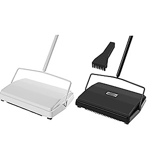 JEHONN Carpet Floor Sweeper Manual with Horsehair, Non Electric Quite Rug Roller Brush Push for Cleaning Pet Hair