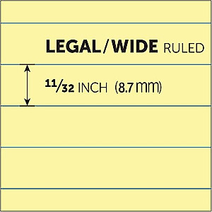 Office Depot Professional Legal Pad, 8 1/2in. x 11 3/4in., Legal Ruled, 50 Sheets Per Pad, Canary, Pack Of 8 Pads, 99527