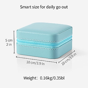 Vlando Small Travel Jewelry Box Organizer Display Storage Case for Rings Earrings Necklace (Blue)