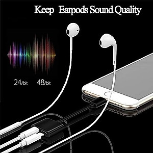 [Apple MFi Certified] iPhone Adapter,2 Pack Headphone Adapter for iPhone,Dual Lightning Audio Splitter Headphones and Charging Adapter for iPhone 14/13/12/11 Pro Max/XS/XR/X/8/7/6 Support Call