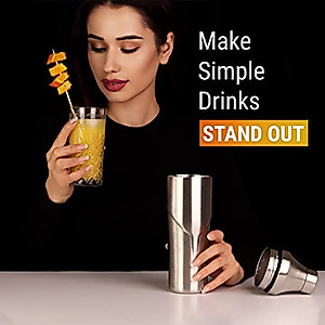 Lexenic 24oz Vacuum Insulated Cocktail Shaker - Perfect for Martini, Margarita - Leak-Proof Design and Built-in Strainer for Effortlessly Impressive Drinks - Premium Stainless Steel Drink Shaker
