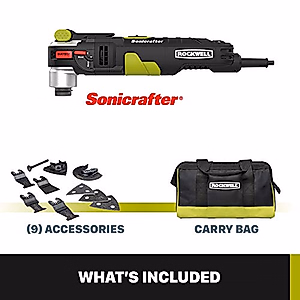 Rockwell AW400 F80 Sonicrafter 4.2 Amp Oscillating Multi-Tool with 9 Accessories and Carry Bag