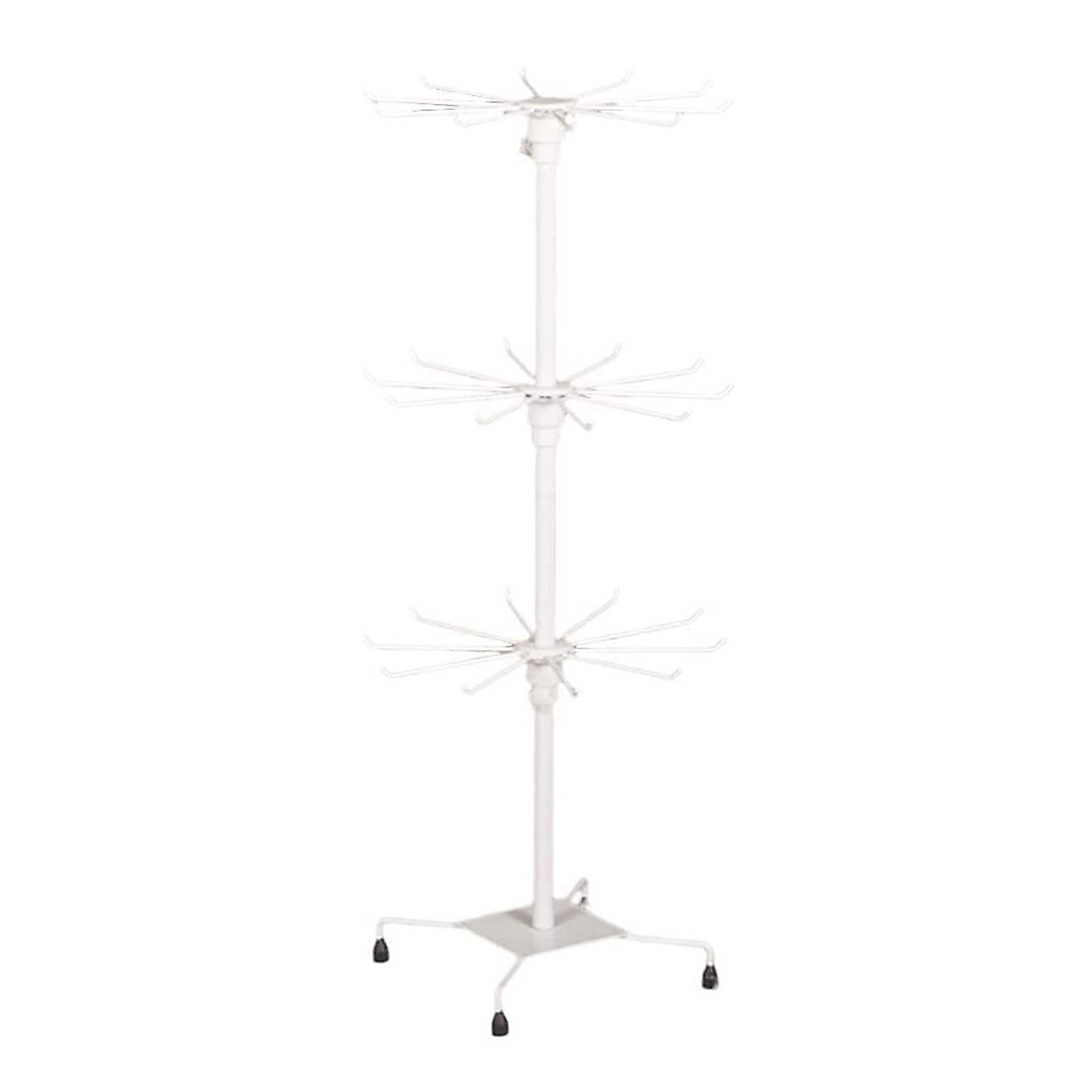 Jewelry Spinner Display Stand,Heavy Duty Metal Countertop Medium Adjustable 3 Tier Hanging Jewelry Rotating Organizer Rack Tower for Necklace Bracelet Earring Ring Holder,Hooks,Craft Shows,White