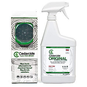 Cedarcide Flea + Tick Pet Brush (Quart Pack) | Durable Grooming Brush Effectively Applies Cedarcide Original Biting Insect Spray to Kill + Repel Fleas Ticks & Mosquitoes | for Pet Cats and Dogs