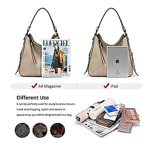Handbags for Women Large Designer Ladies Hobo bag Bucket Purse Faux Leather (Khaki)